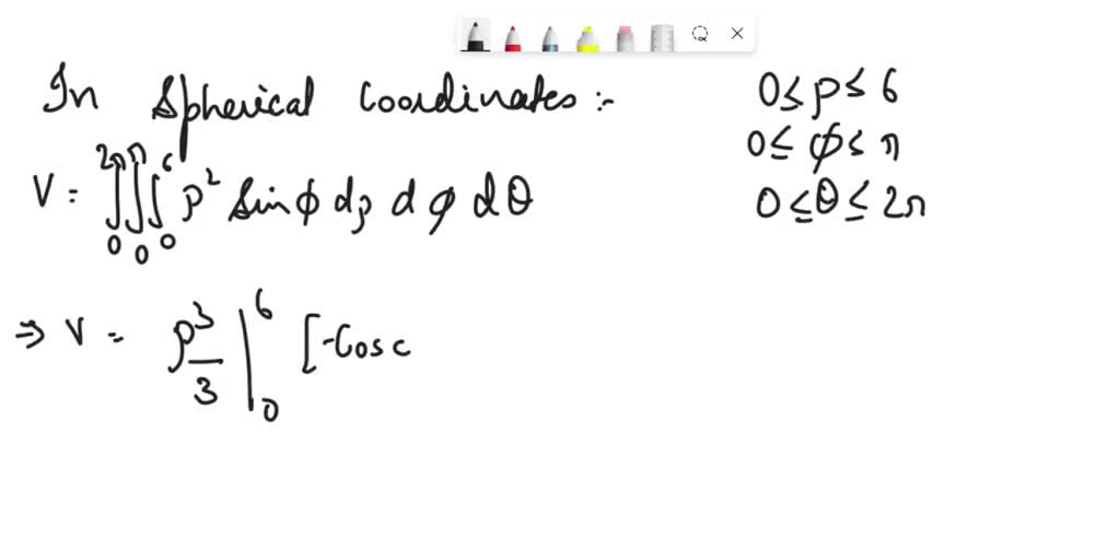 SOLVED: Set up triple integrals for the volume of the sphere p 6 in ...