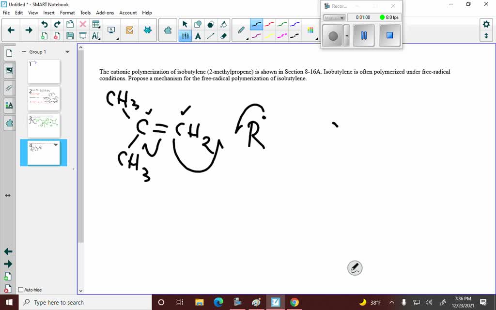 SOLVED: The cationic polymerization of isobutylene (2-methylpropene) is ...