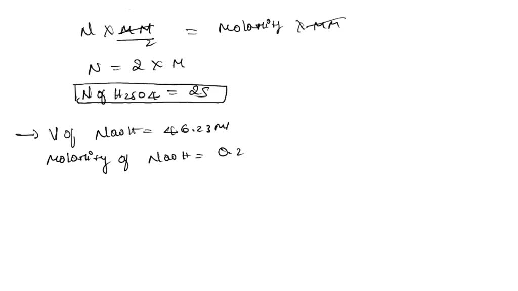 SOLVED: A 25.0 mL sample of H2SO4 requires 46.23 mL of standard 0.203 M NaOH solution to reach ...