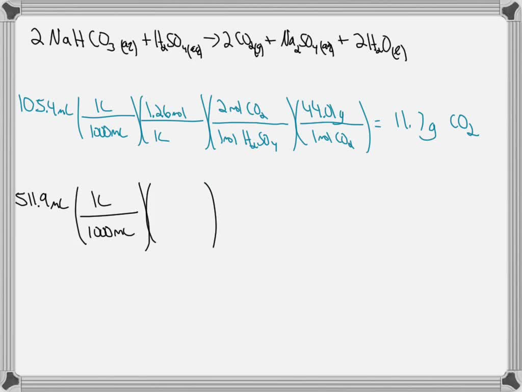 SOLVED: Aqueous solutions of sodium bicarbonate and sulfuric acid react to produce carbon ...