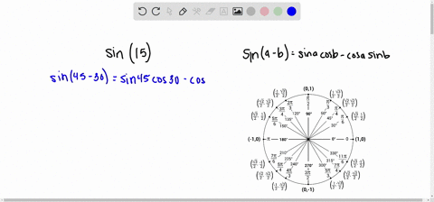 Using the sum and difference formulas what is the sine of...