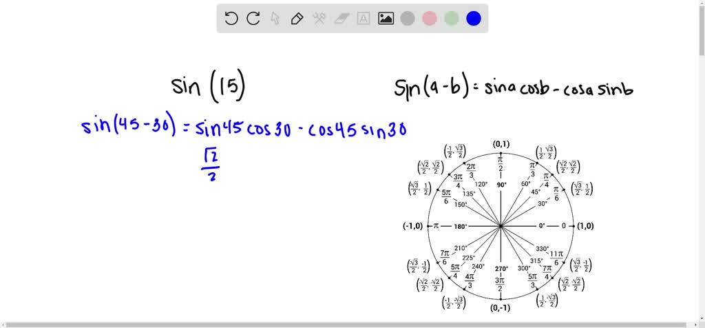 SOLVED: Find the exact value of sin 15 degree by using a sum or difference formula