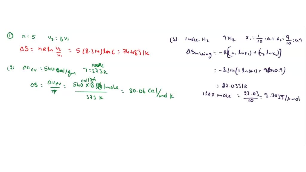 SOLVED: Assignment1. Calculate the change in entropy accompanying the isothermal expansion of ...