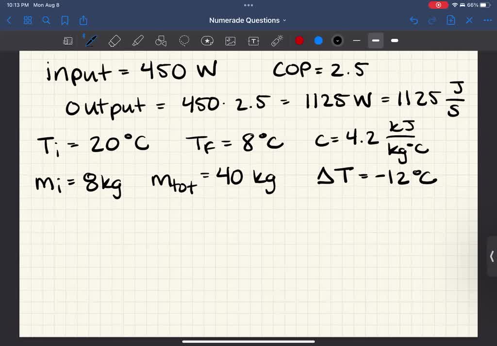 Solved A Household Refrigerator That Has A Power Input Of 500 Watts And A Cop Of 30 Is To Cool 