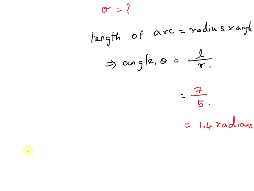 SOLVED: On a circle of radius 5 feet, what angle would subtend an arc ...