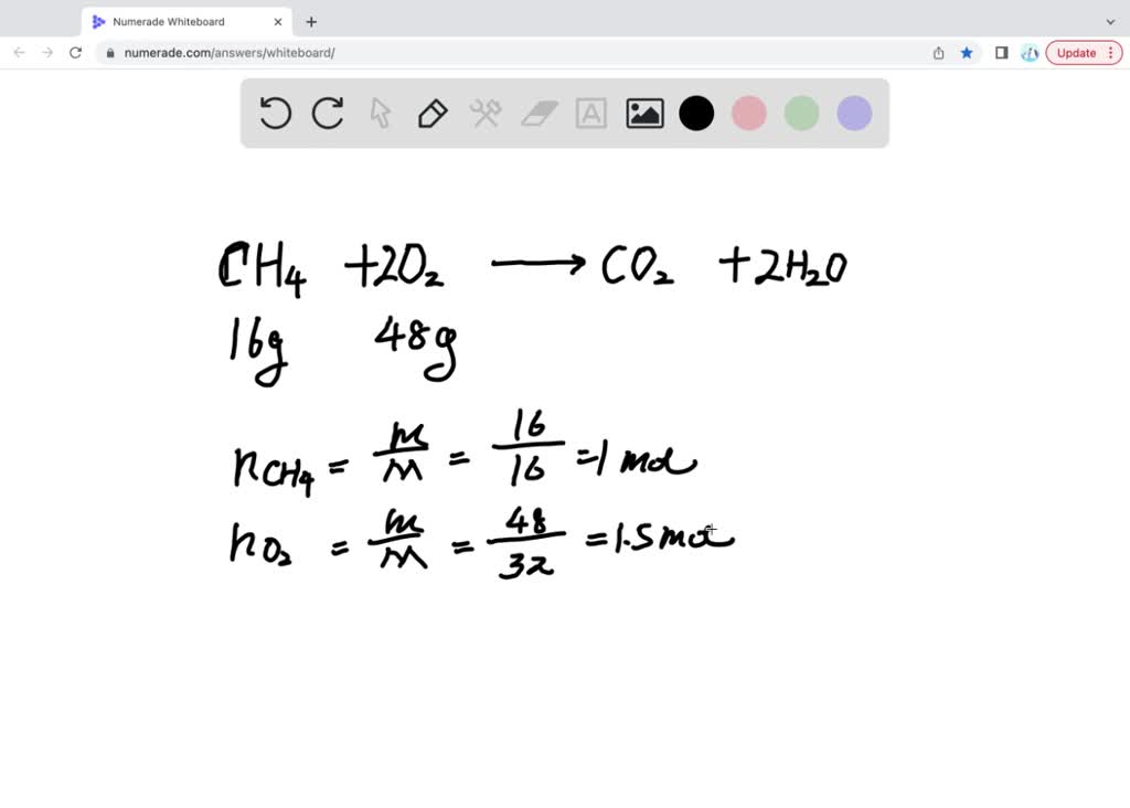 SOLVED: How many grams of carbon dioxide are produced when 16.0 g of methane and 48.0 g of ...