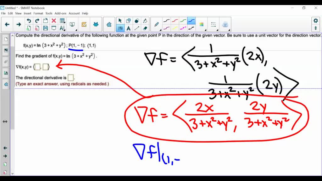 SOLVED: 1 I need help solving Compute the directional derivative of the ...