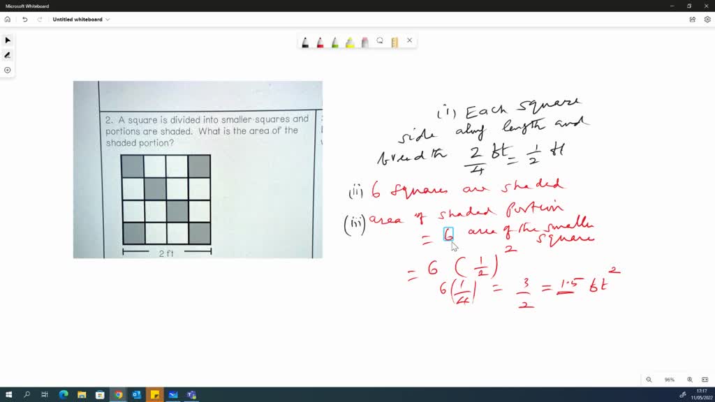 2 A square is divided into smaller squares and portions are shaded ...