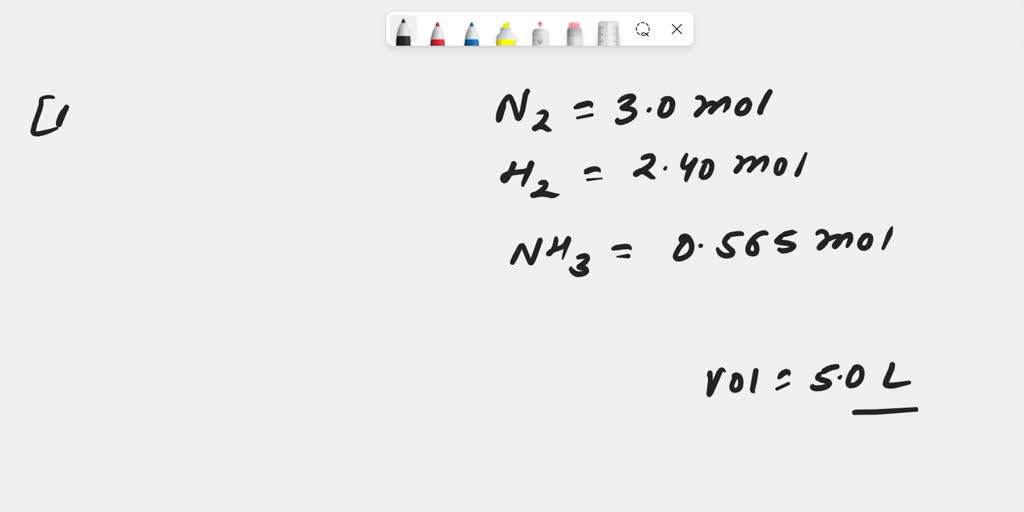 SOLVED: Some N2 and H2 are placed in an empty 5.00-liter container at 500 degrees Celsius. When ...