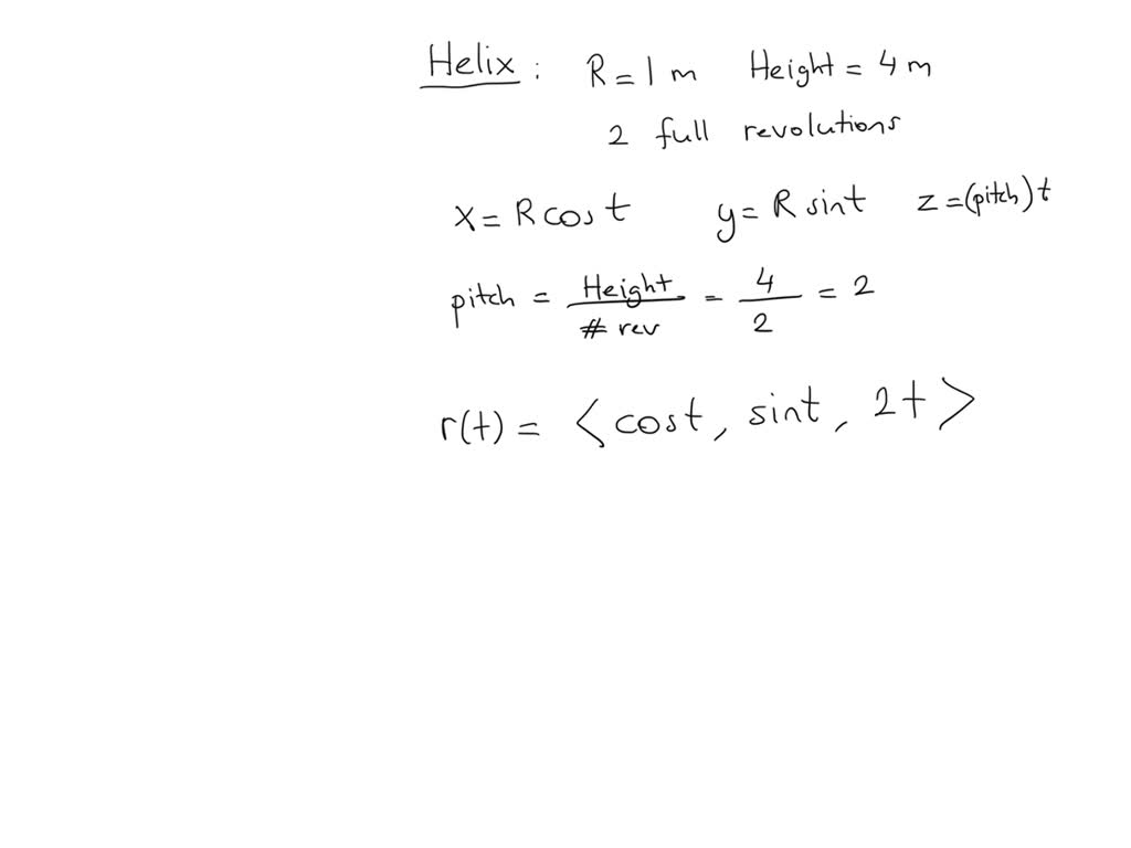 SOLVED: The outer bottom edge of a staircase is in the shape of a helix of radius 1 meter. The ...