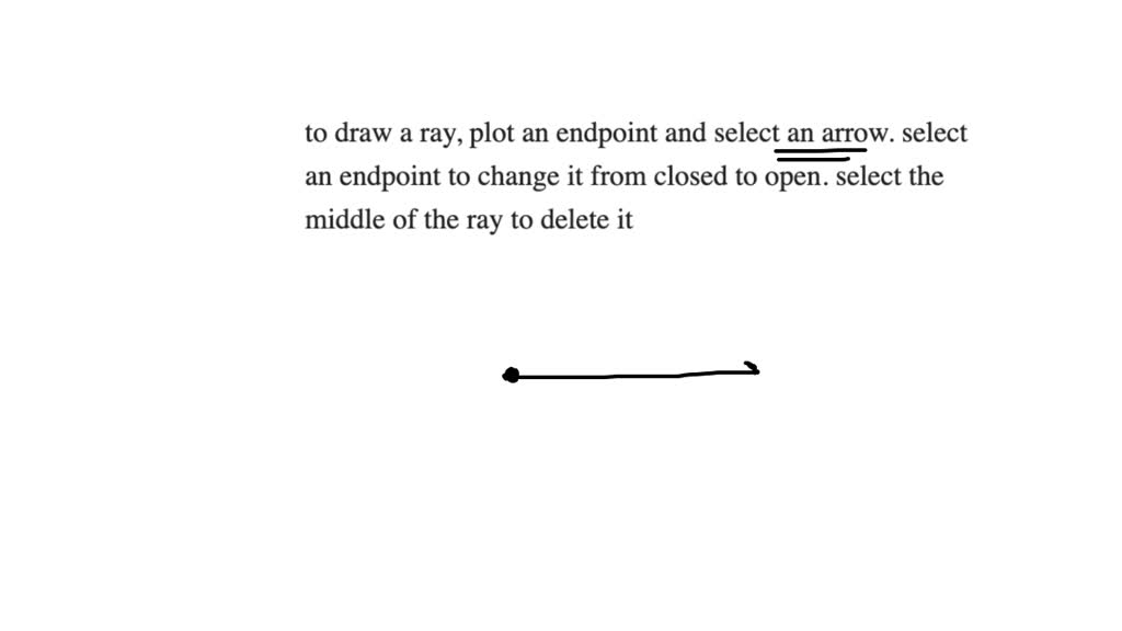 SOLVED: to draw a ray, plot an endpoint and select an arrow. select an endpoint to change it ...