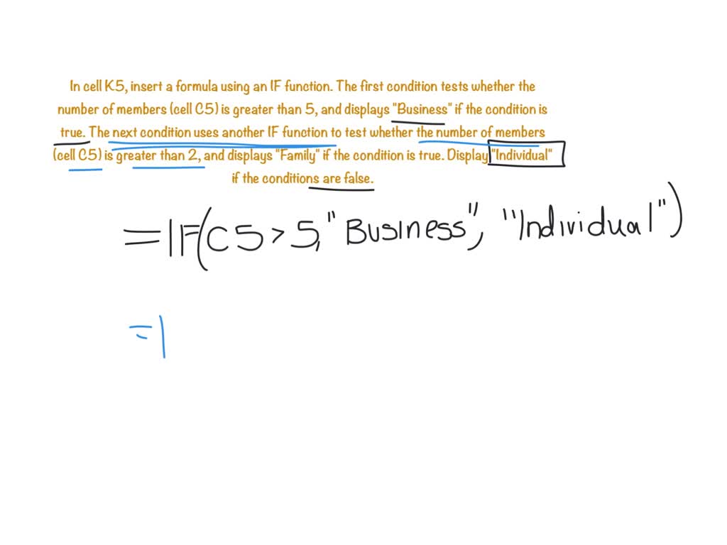 Solved 1 In Cell K5 Insert A Formula Using An If Function The First Condition Tests Whether 1601