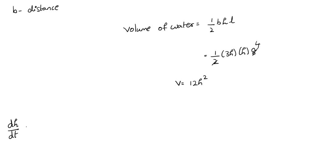 SOLVED: Let h be the water's height and b be the distance across the top of the water. Using the ...