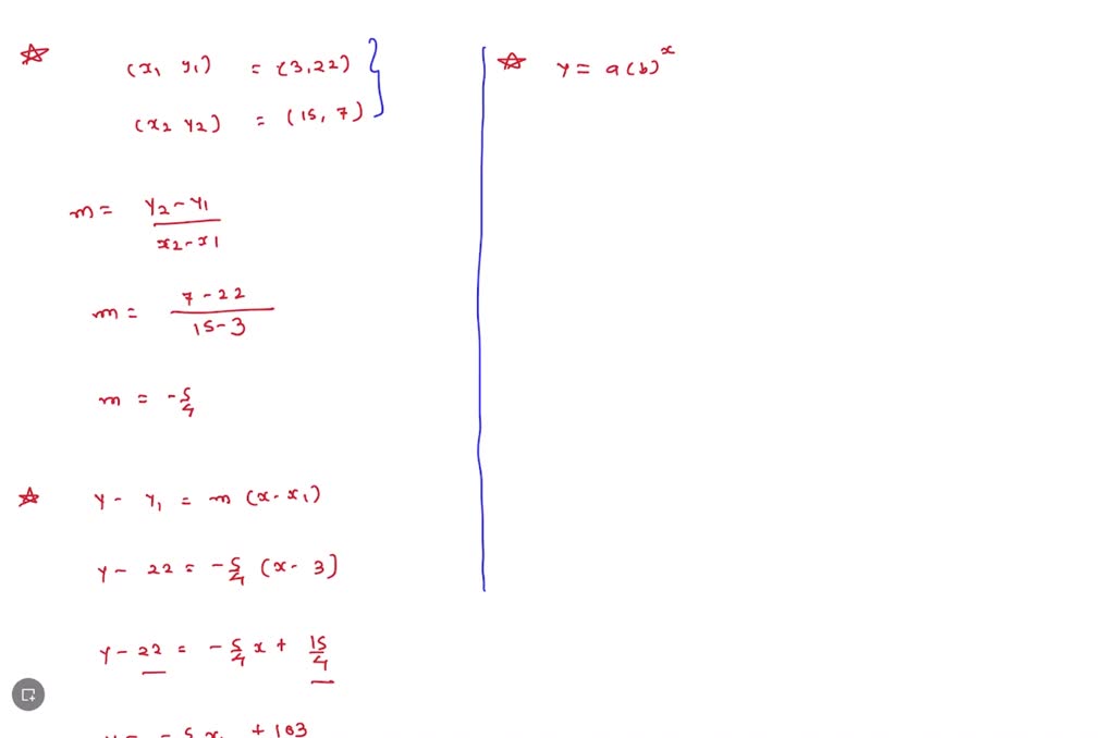 SOLVED: point) A linear function and an exponential function are graphed below: Find possible ...