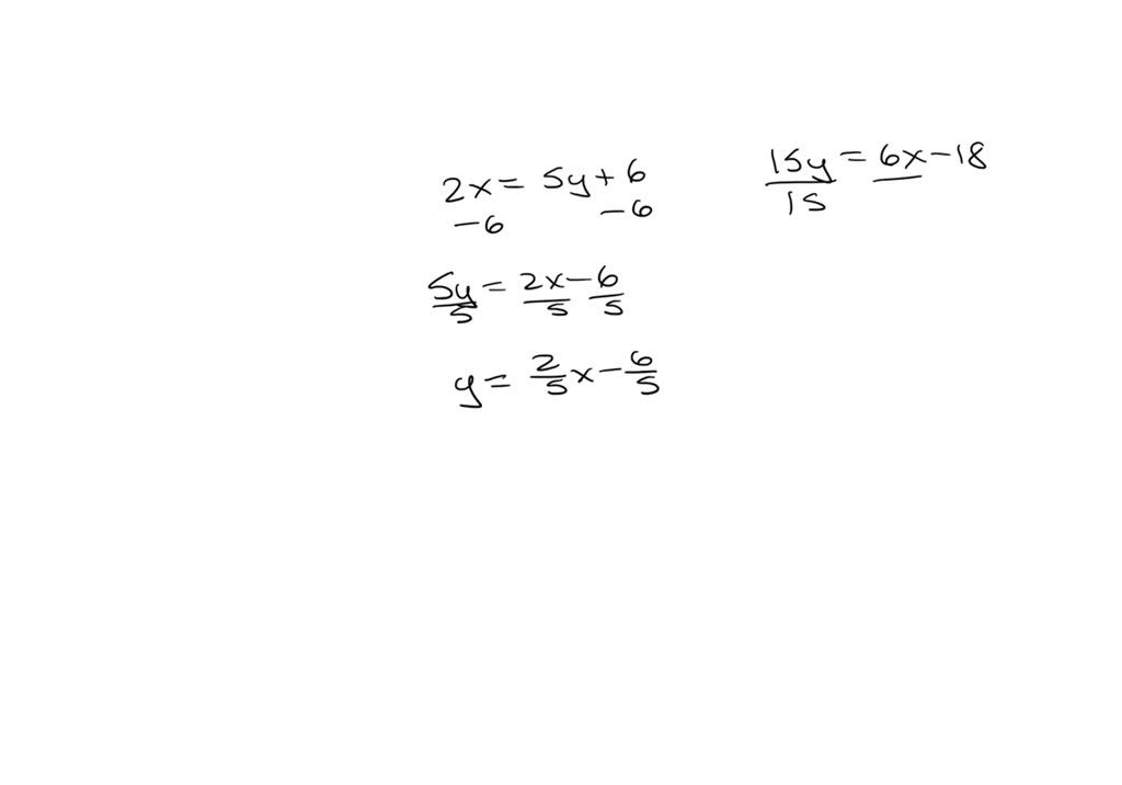 The pair of linear equations 2x = 5y + 6 and 15y = 6x - 18 represents two lines which are: (a ...