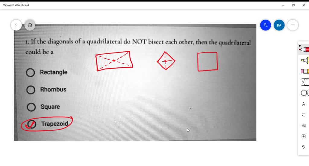 SOLVED: Ifthe diagonals of a quadrilateral do NOT bisect each other ...