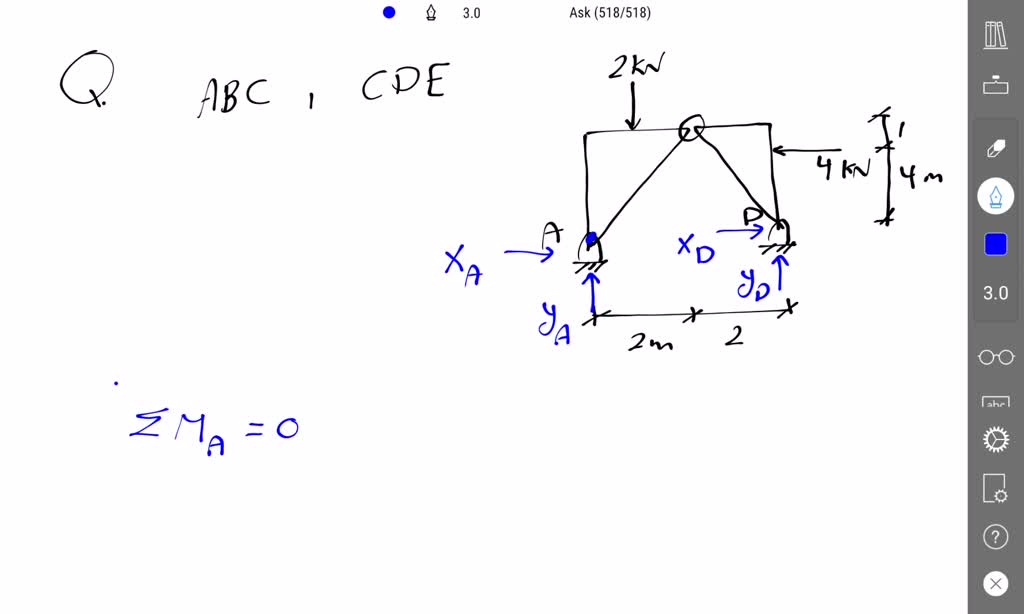 SOLVED: Q.2) Triangular plate ABC connected by means of pin at C with another triangular plate ...
