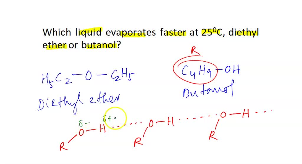 SOLVED: Which liquid evaporates faster at 25 Â°C, diethyl ether or ...