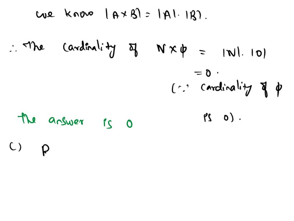 SOLVED: Problem 1- Determine the cardinality of the following sets. For ...