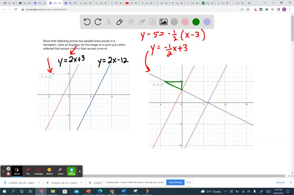 SOLVED: Show that reflecting across two parallel lines results in a ...
