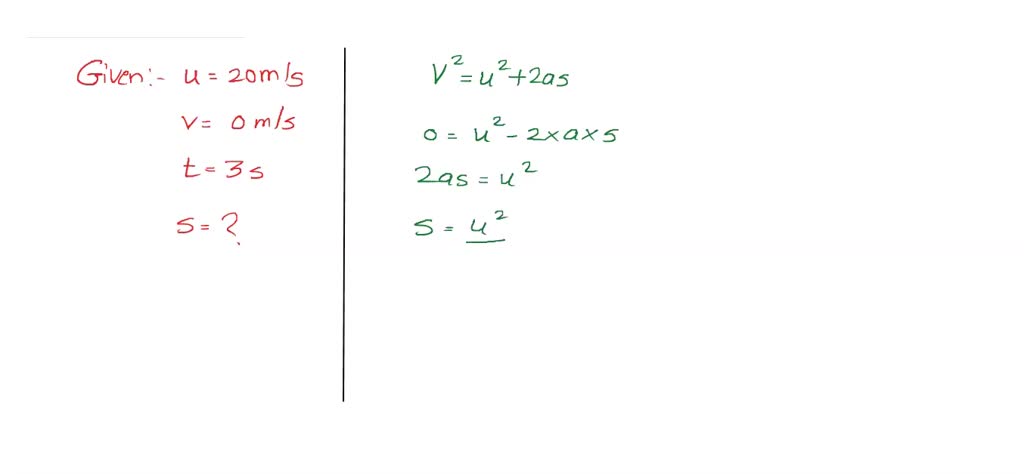 SOLVED: A car traveling at 20 m/s skids to a stop in 3 s. Determine the ...
