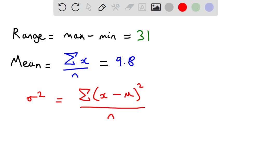 SOLVED: Calculate the range, population variance, and population standard deviation for the ...
