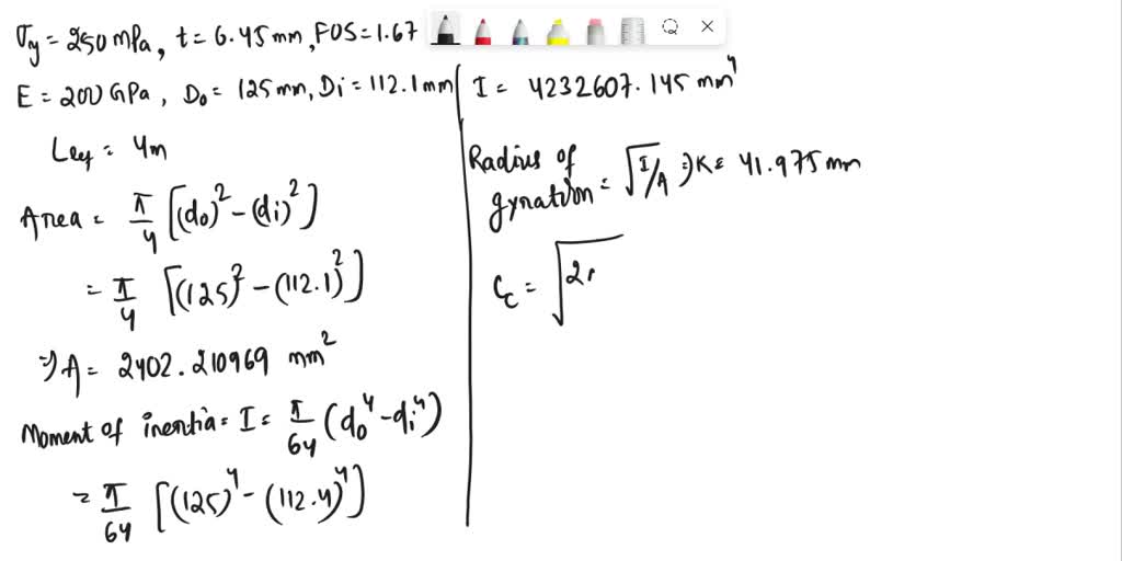 SOLVED: Required information: A steel pipe having the cross section ...