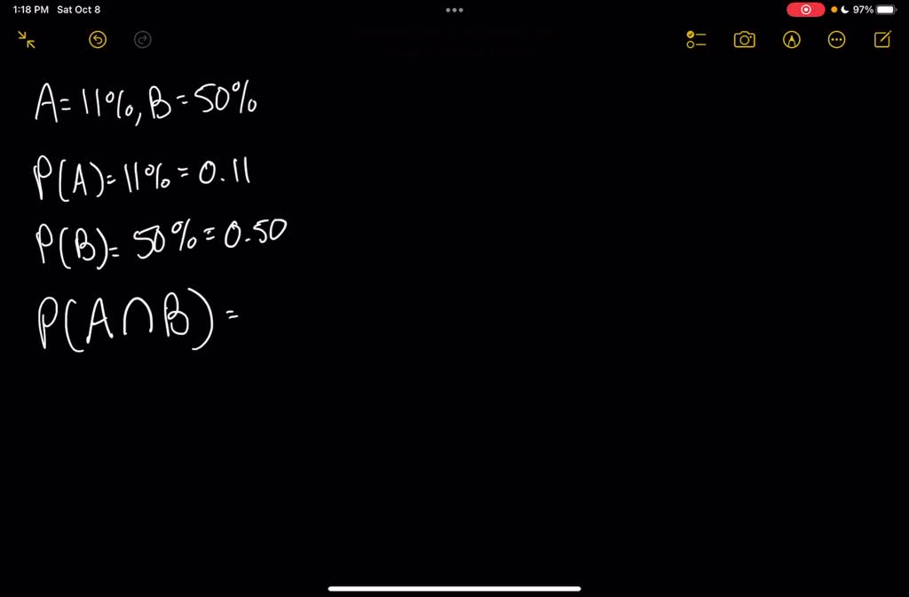 SOLVED: Events A and B are two independent events. The probability of ...