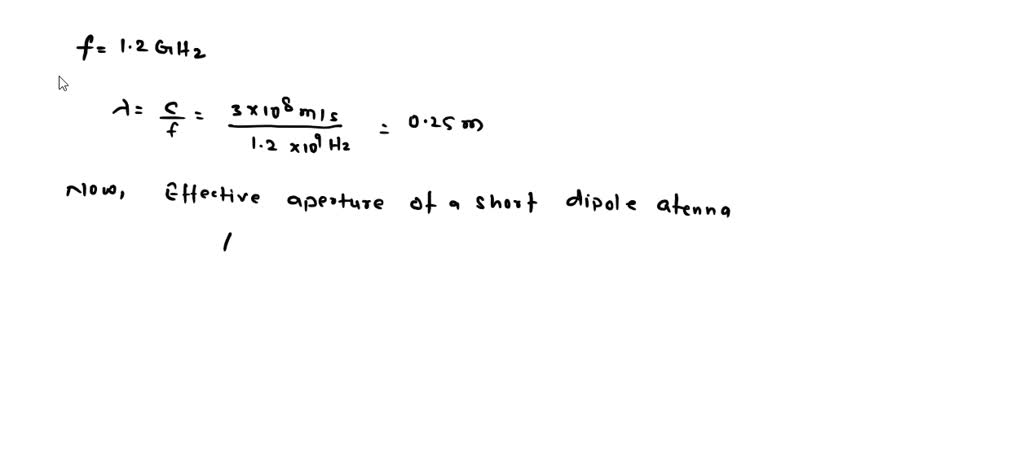 SOLVED: Calculate the effective aperture of a short dipole antenna at a ...