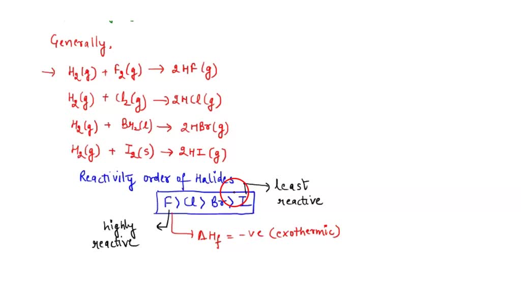 The values of Δ Gf^∘ for the hydrogen halides become less negative with ...
