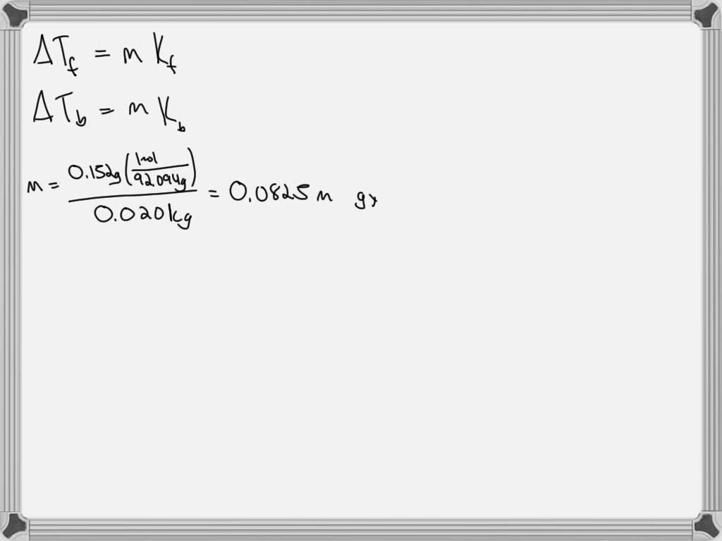 SOLVED: Calculate the boiling point and the freezing point of a solution of 0.152 g of glycerol ...
