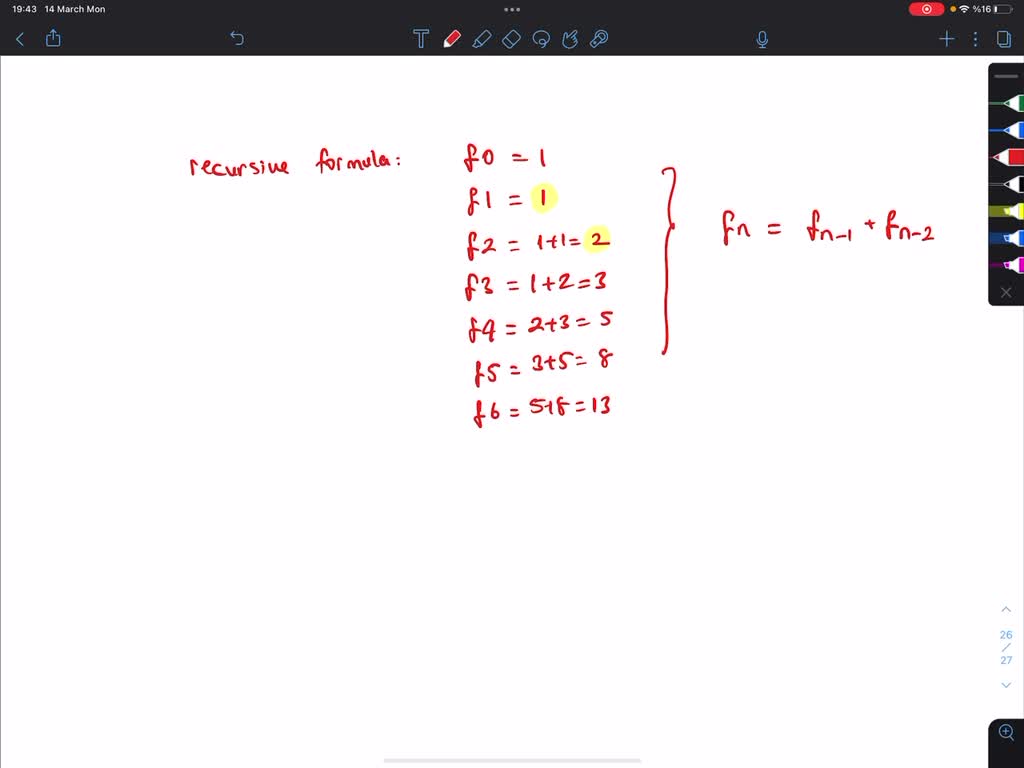 SOLVED: Fibonacci Sequence Determine : 1. What is F13 = ? 2. What is F0= ? 3. What is F 1+ F3 ...