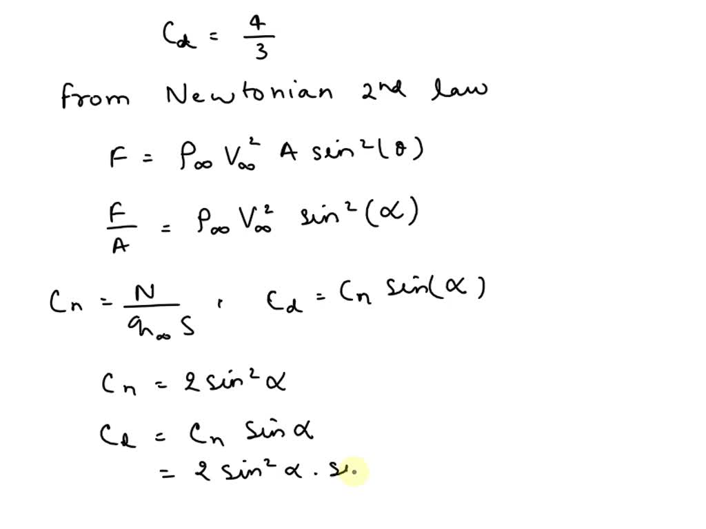 Solved Thank You 4 Please Show That The Drag Coefficient For