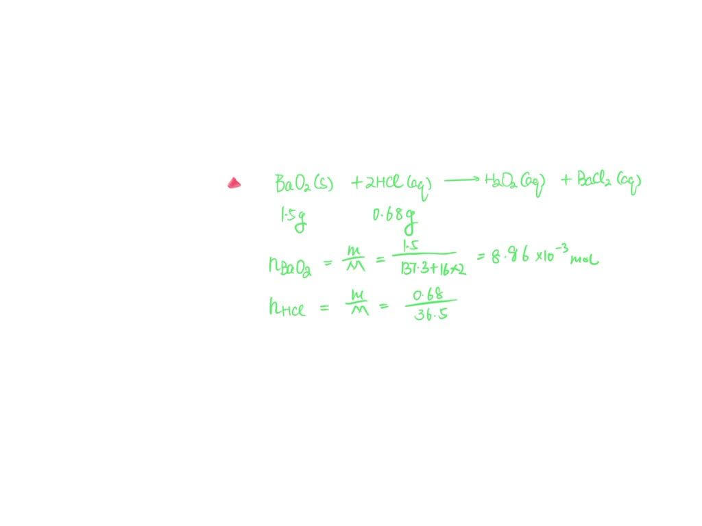 SOLVED: Hydrogen peroxide can be prepared by the reaction of an acid ...