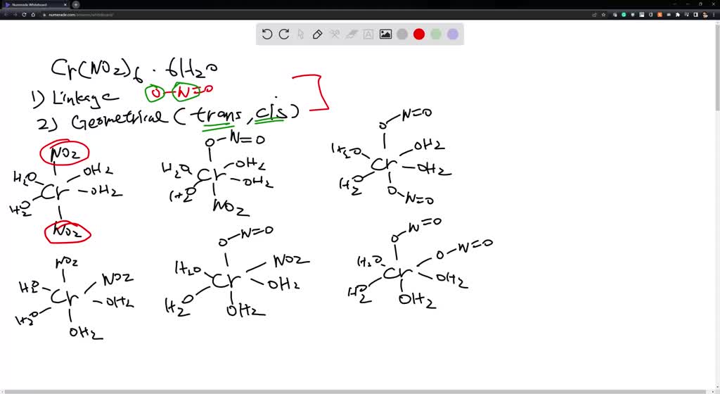 SOLVED: Two types of isomerism are possible for the six-coordinate complex Cr(NO2)2Â·6H2O ...