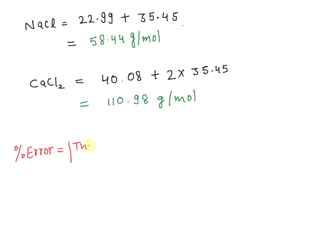 SOLVED: Data Sheet Table 1: Freezing Points Solution Freezing Point (PC) "L Hzo Glycerol NaCl -7 ...