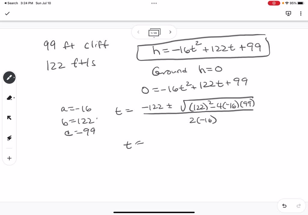 SOLVED: A rocket is launched from atop a 99-foot cliff with an initial ...