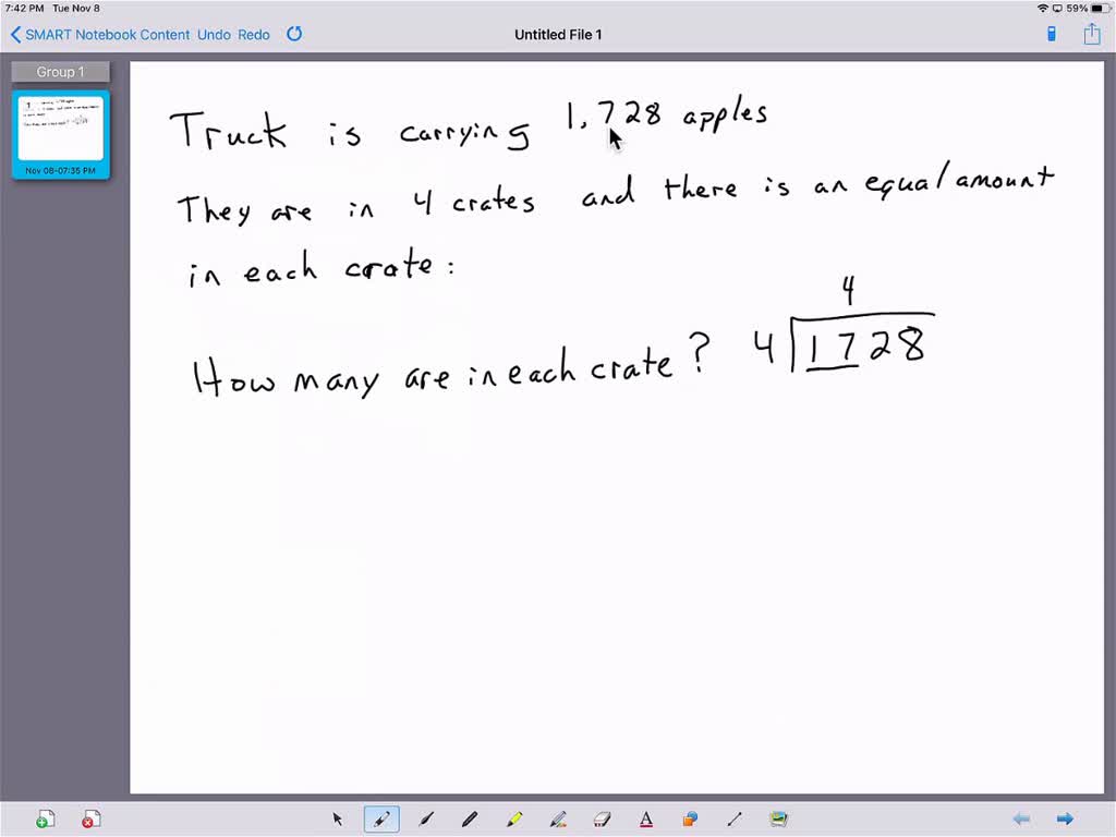 SOLVED: A truck has 4 crates of apples. Each crate has an equal number ...