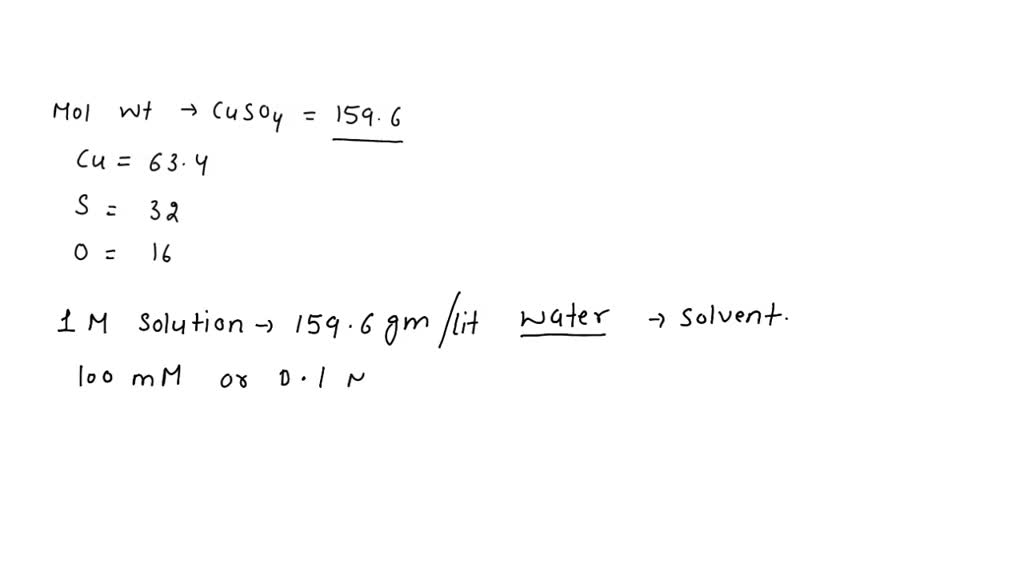 You are responsible for making the CuSO4 solution for the lab. If the ...