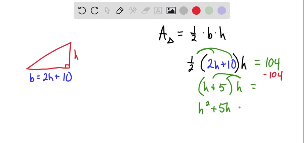 SOLVED: The base of a triangle is ten more than twice the height. The ...