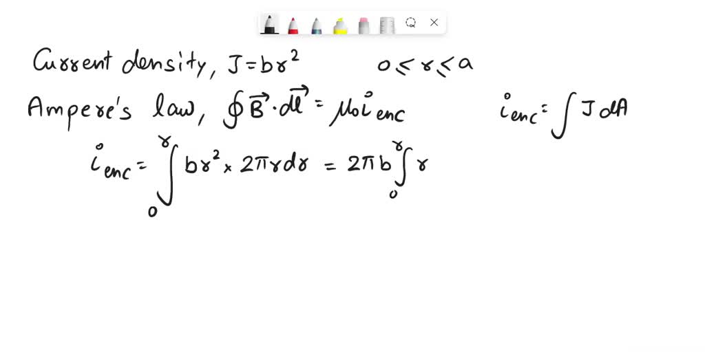 SOLVED: The current density inside a long, solid, cylindrical wire of ...