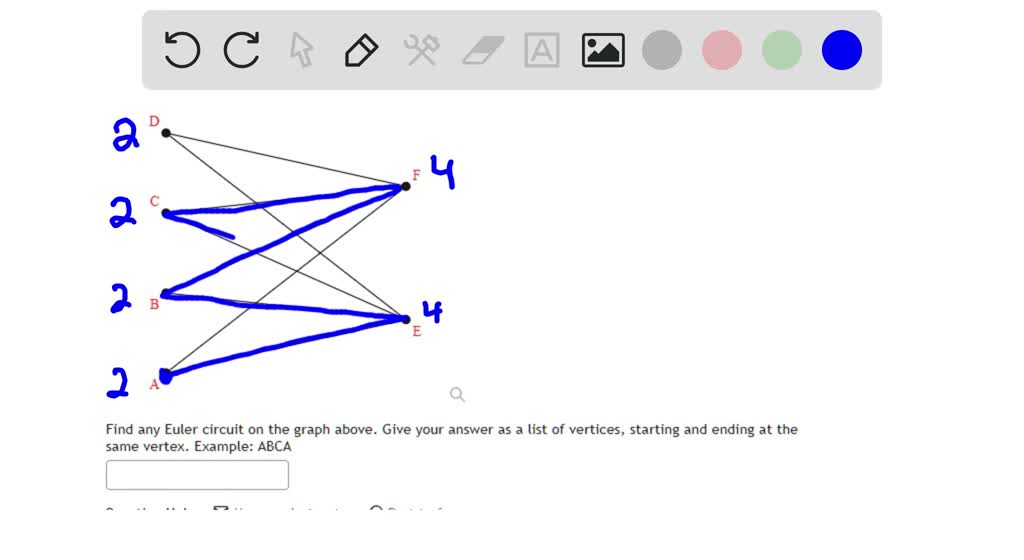 SOLVED: Find any Hamiltonian circuit on the graph above Give your answer as list of vertices ...