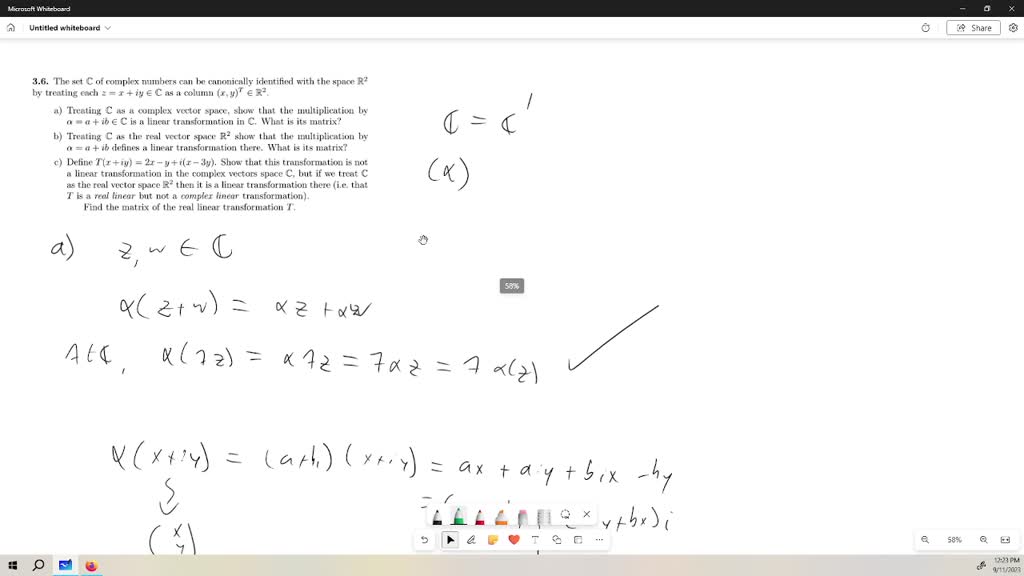 SOLVED: 3.6. The set C of complex numbers can be canonically identified with the space R^2 by ...