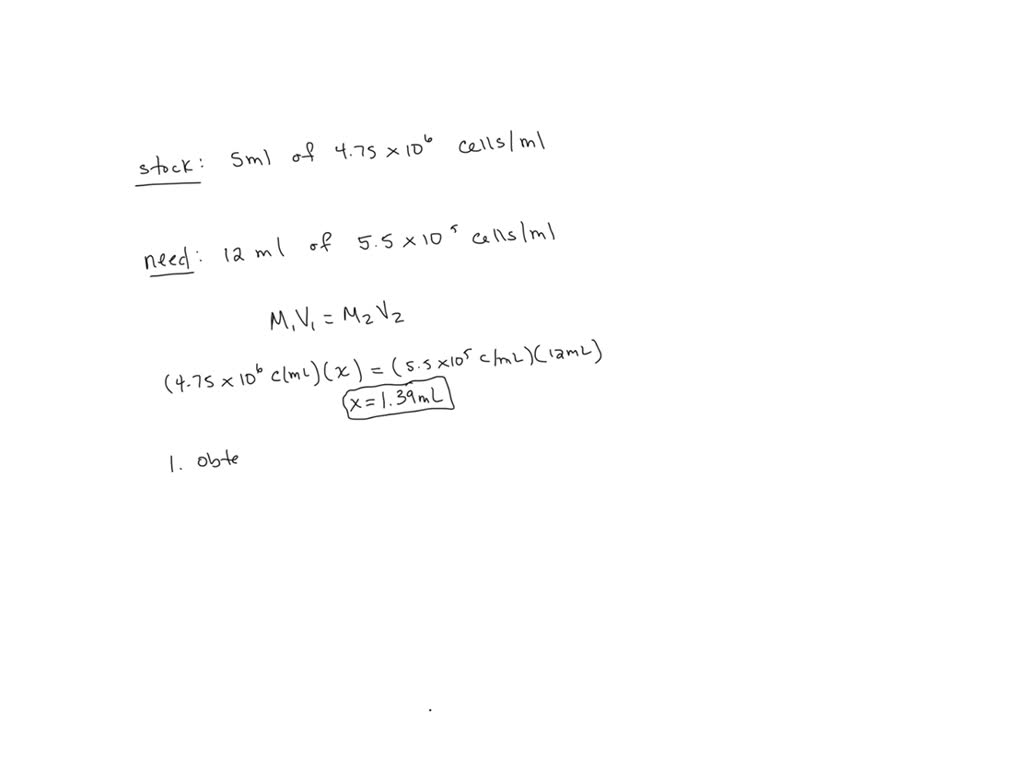 Solved You Have A Tube Containing 5 Ml Of Lymphocyte Cell Suspension That Is At A Concentration 