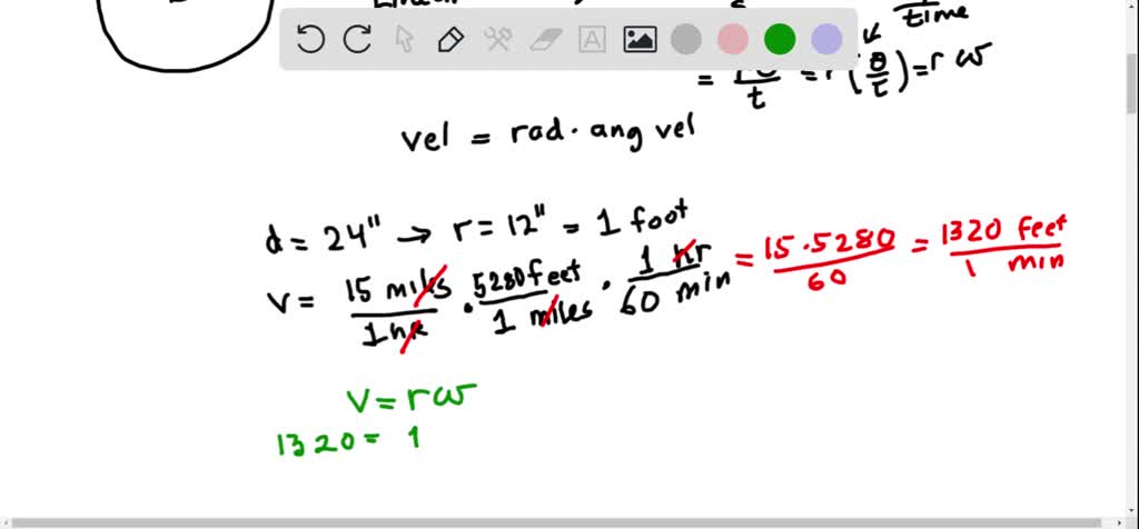 SOLVED: A bicycle with 24 -inch diameter wheels is traveling at 15 mi / h . Find the angular ...