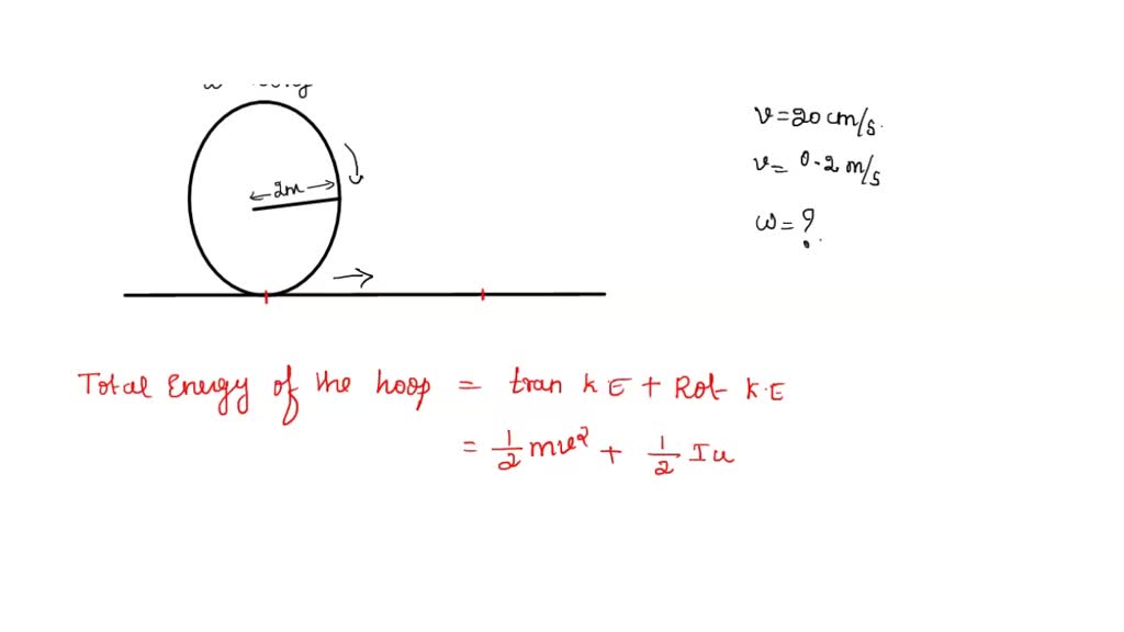 SOLVED: A hoop of radius 2m weighs 100kg. It rolls along a horizontal ...