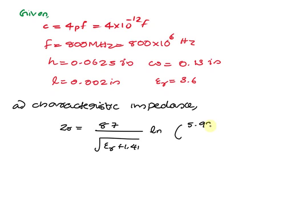 SOLVED: A 50 ohm stripline / microstrip line is shown below. The circuit is built on Duroid ...