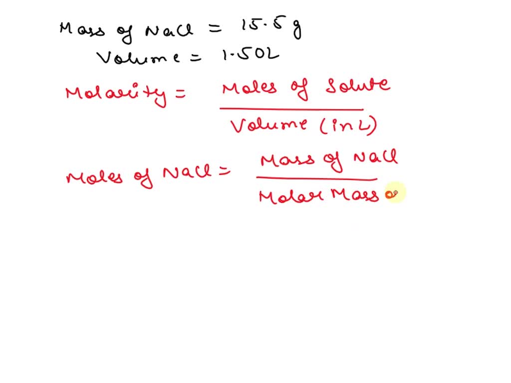 SOLVED: calculate the molarity of a solution made by putting 15.5g of ...