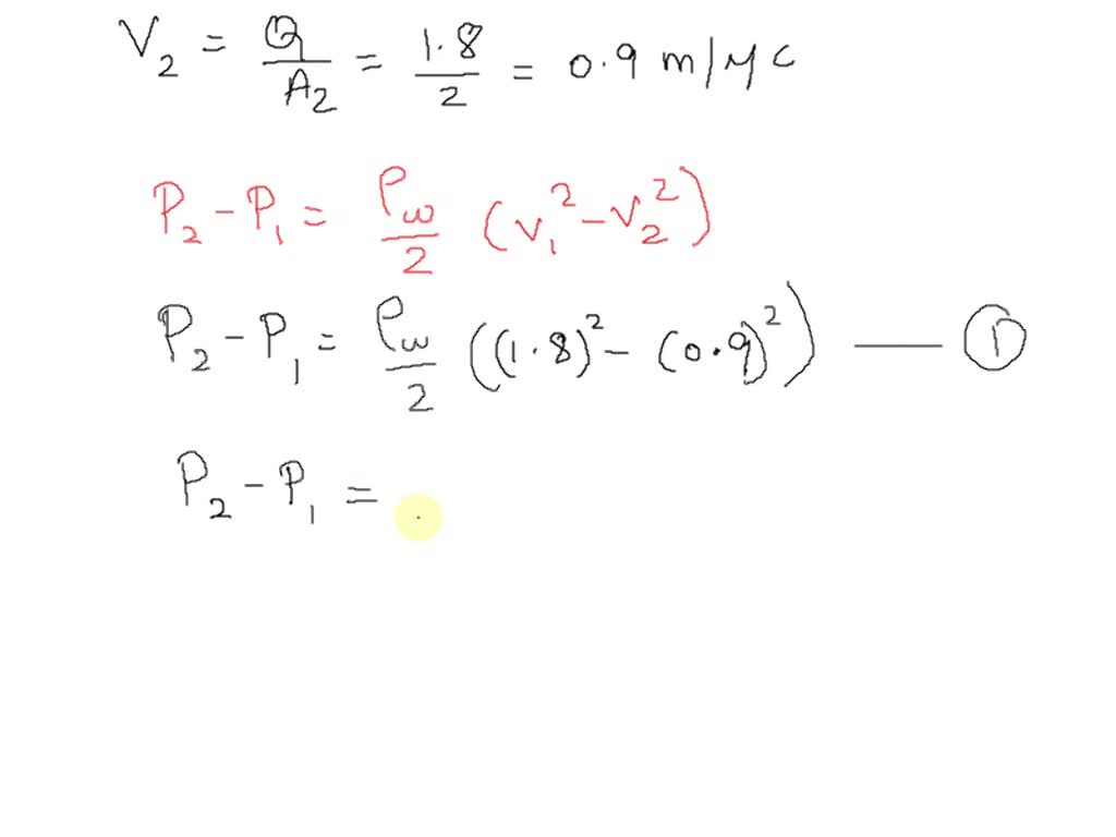 SOLVED: Water flows through the variable area pipe shown in figure in steady state with ...