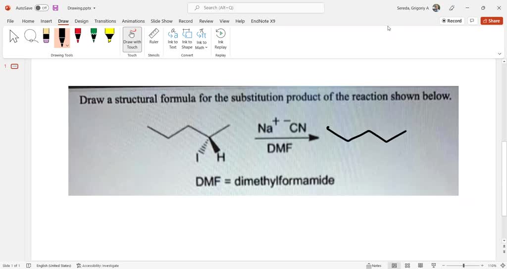 SOLVED: Draw the structural formula for the substitution product of the reaction shown below ...